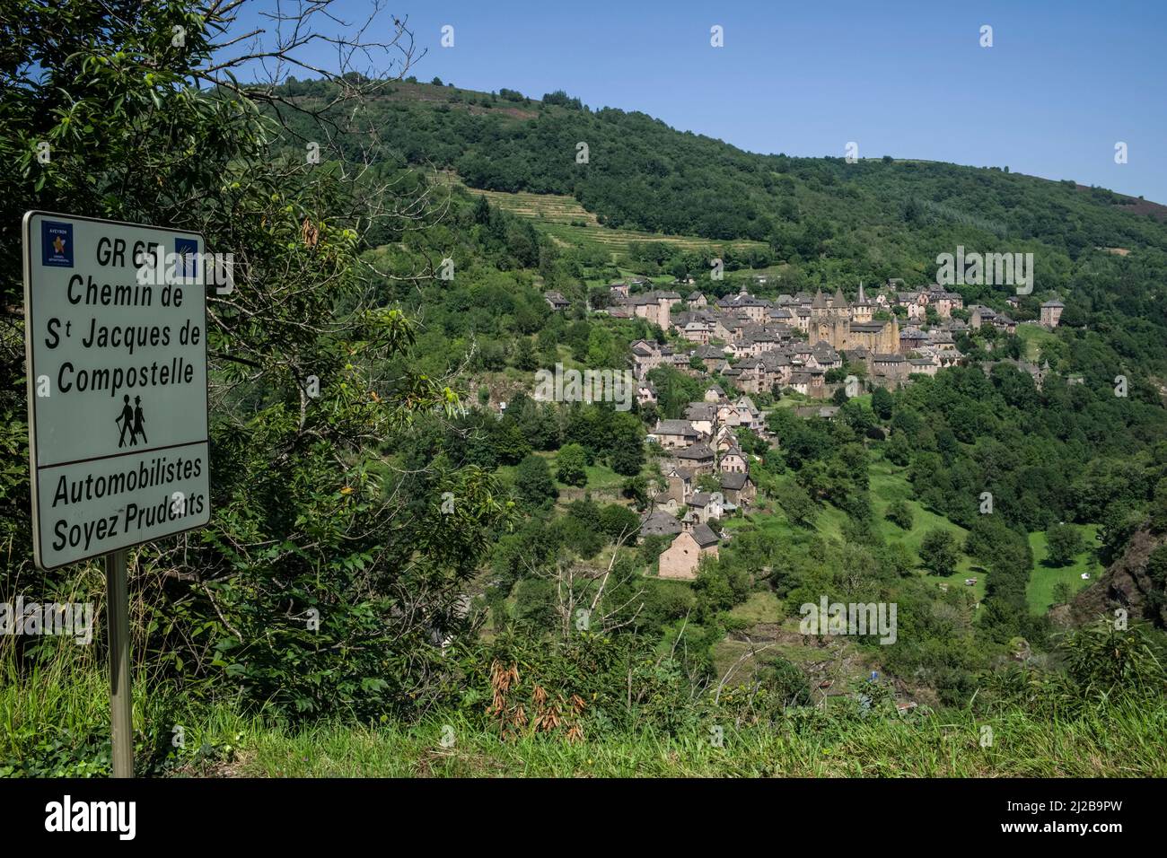 Conques (south of France): overview of the village and the Abbey Church ...