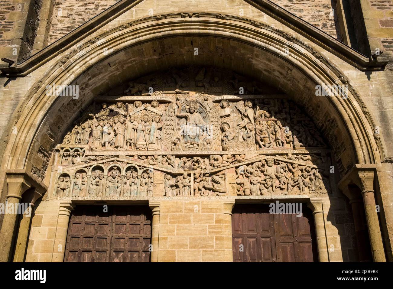 Conques (south of France): tympanum of the Abbey Church of Sainte-Foy ...