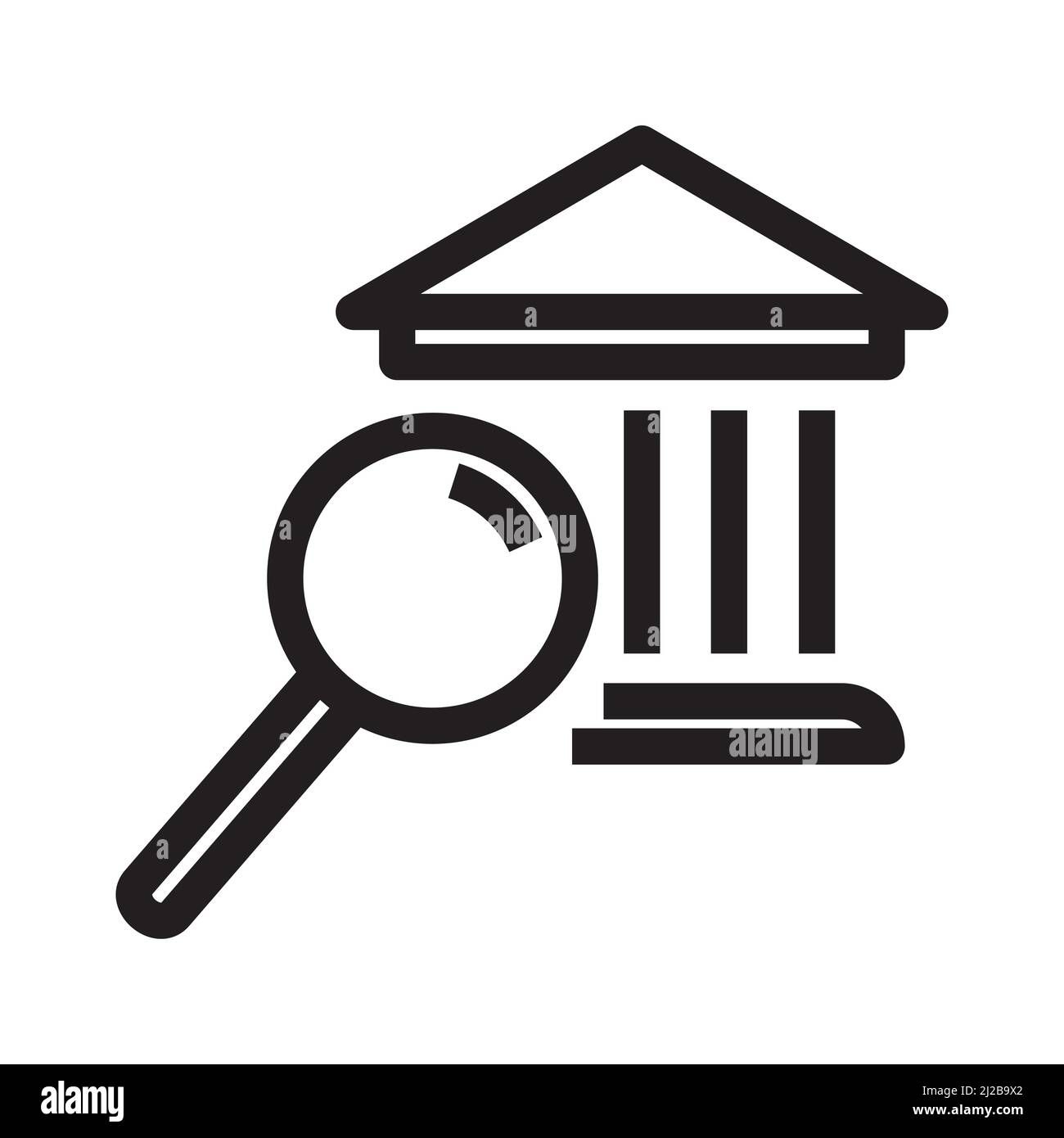 Bank search icon in outline style on white background Stock Vector ...