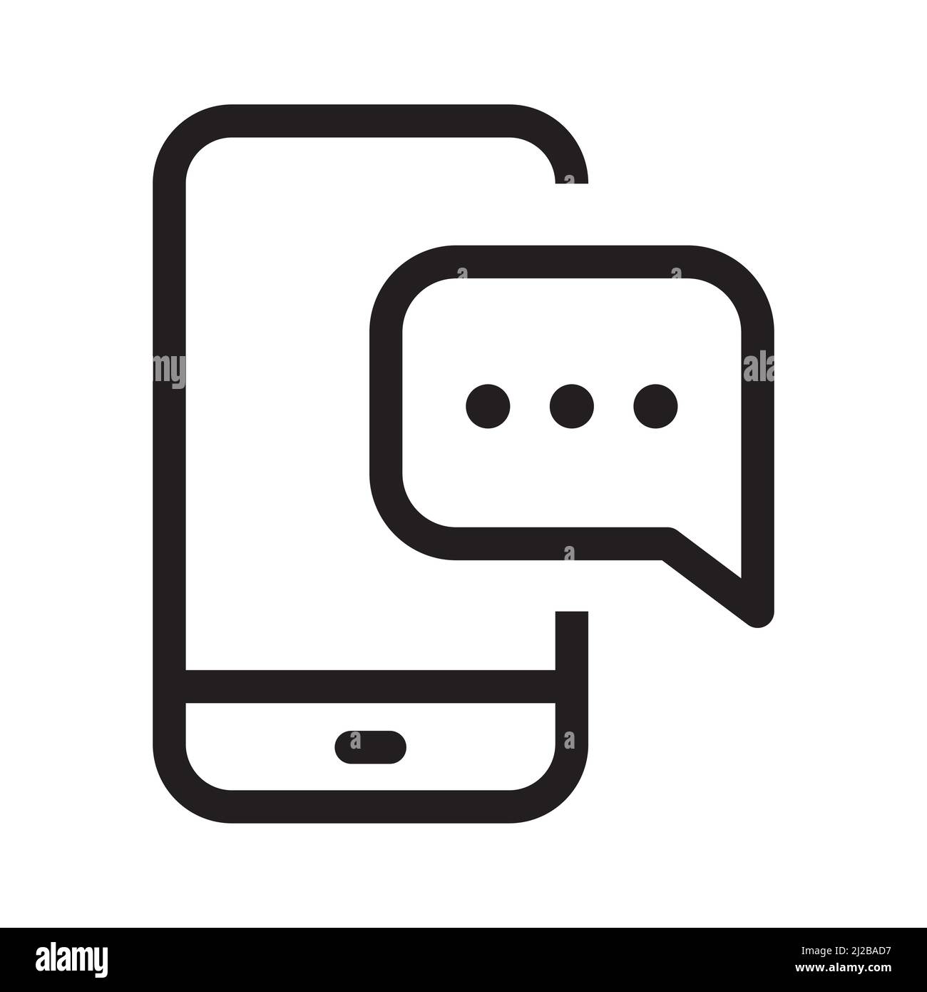 Smartphone and message icon in outline style on white background Stock ...