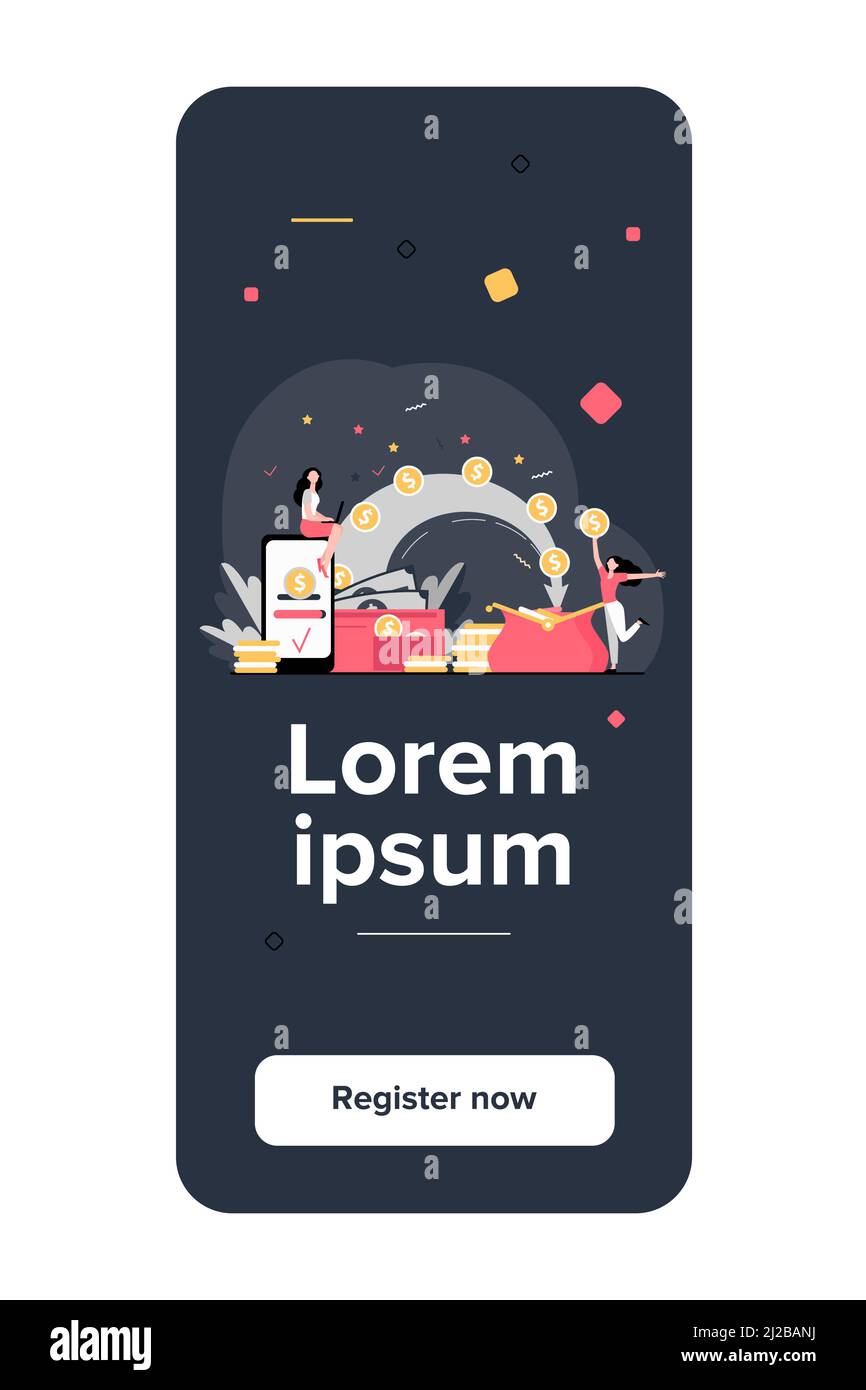 Stylized people sending payment and receiving money isolated flat ...