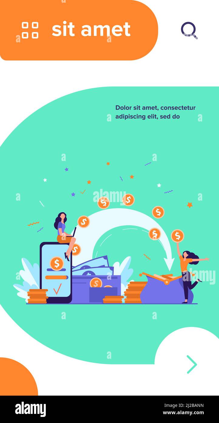 Stylized people sending payment and receiving money isolated flat ...