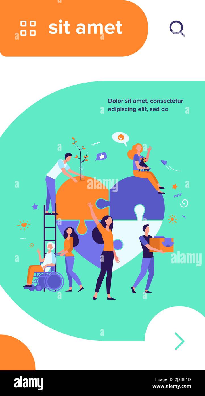 Stylized volunteers help charity and sharing hope isolated flat vector ...