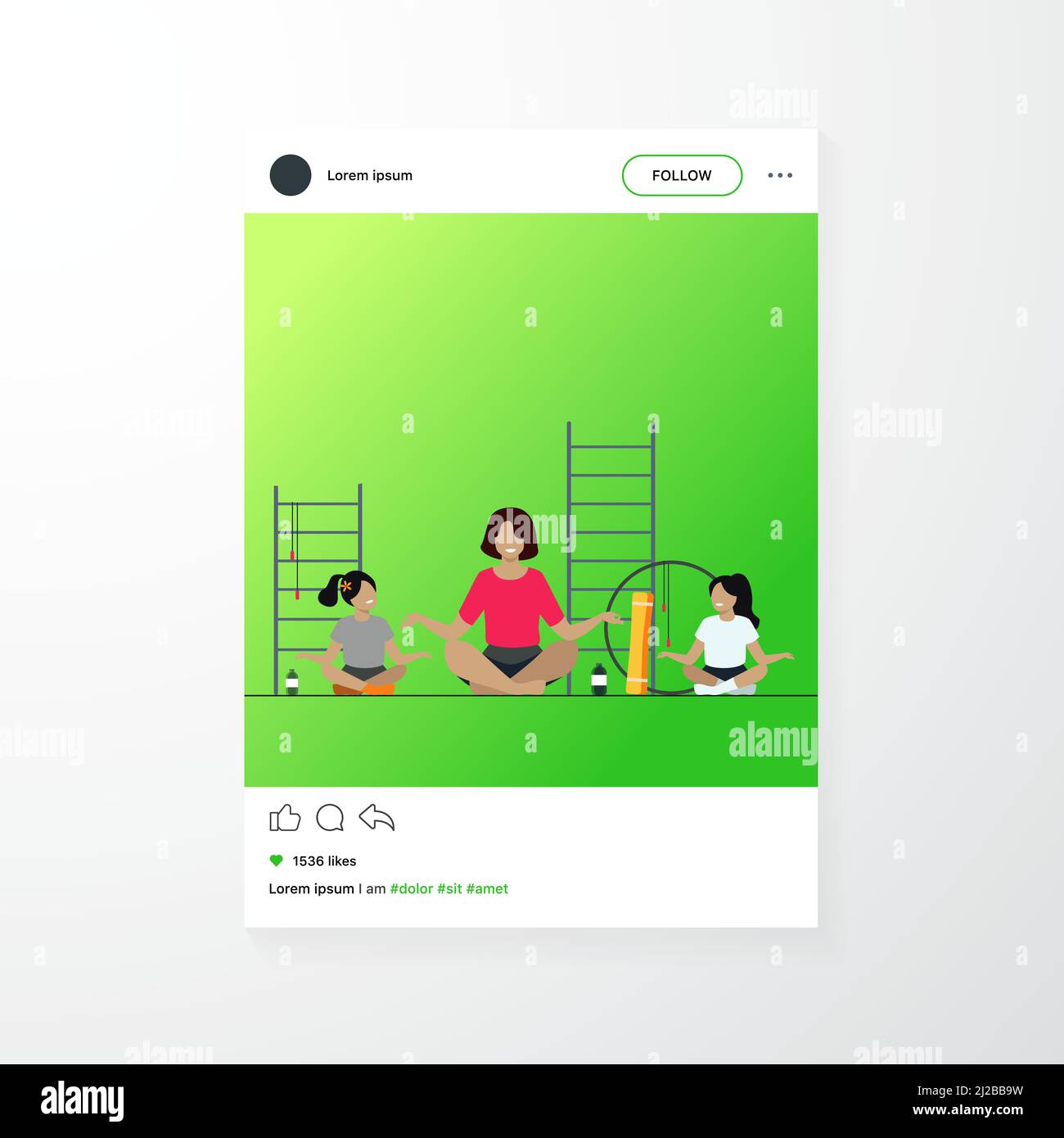 Teacher and kids sitting in yoga pose isolated flat vector illustration ...