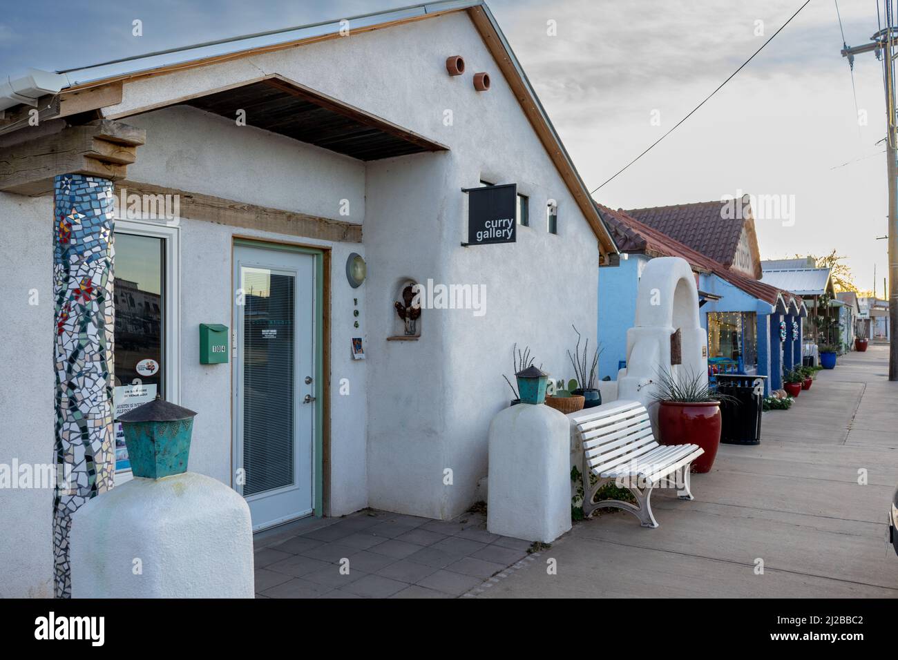 A street view in adorable Alpine, Texas of art studios and adobe ...