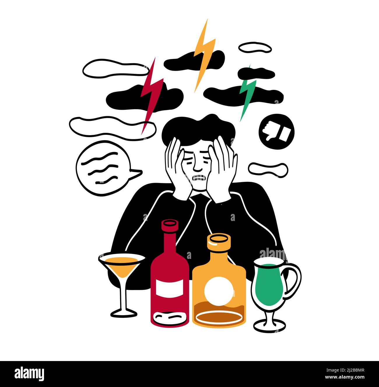 Alcohol abuse and addiction concept Stock Vector Image & Art - Alamy