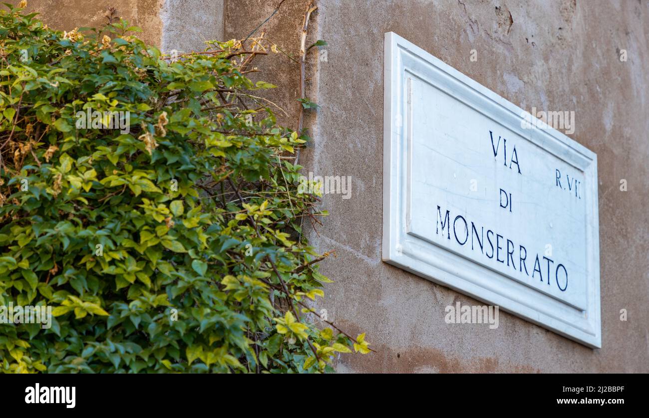 A picture of the Via di Monserrato plaque Stock Photo - Alamy