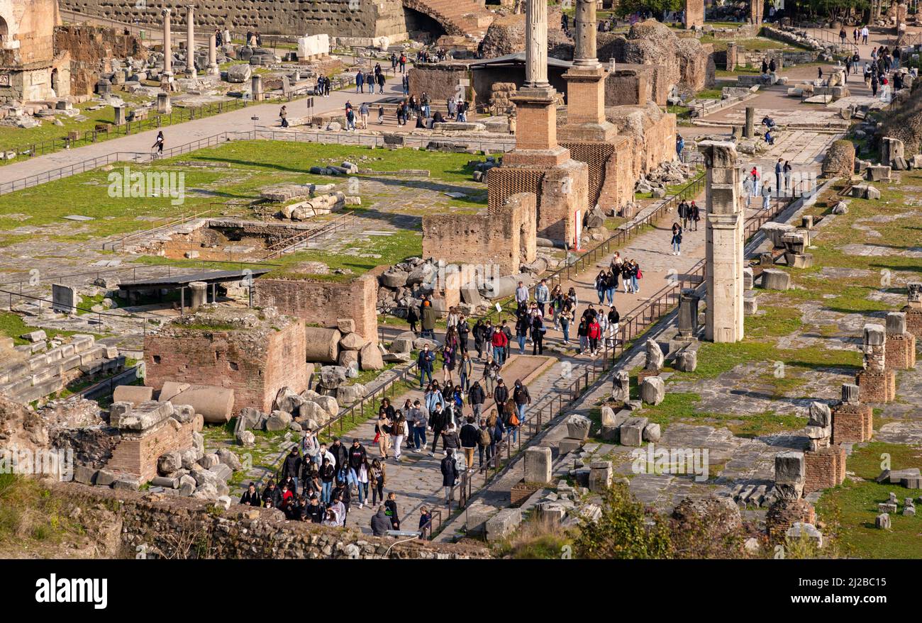 A picture of one of the main walking avenues of the Roman Forum Stock ...