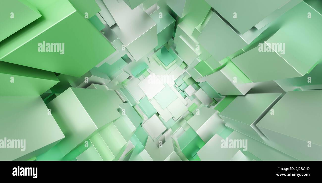 green and white metal cubes abstract geometric shape 3d render ...