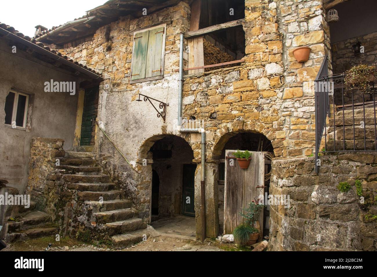 Historic disused residential buildings in Poffabro, a medieval village ...
