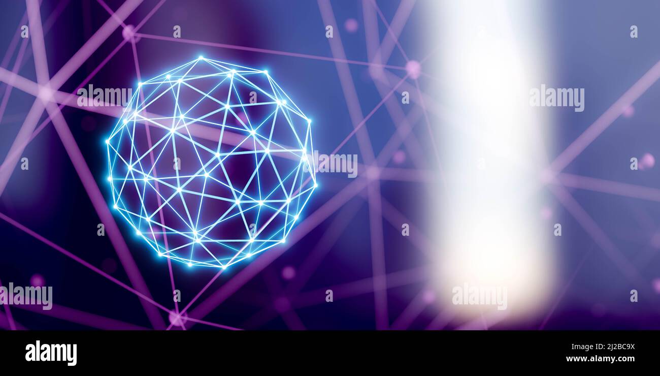 green glowing wireframe ball mesh with connections 3d render ...