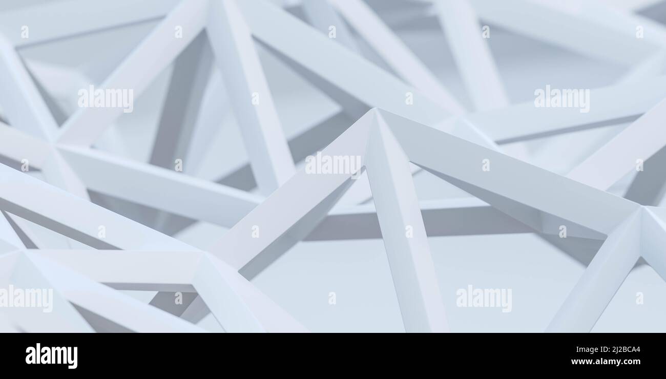 abstract white wire mesh geometric shape metal 3d render illustration ...