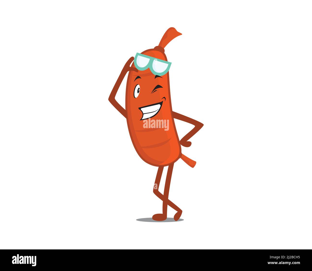 Delicious and tasty cartoon hot dog illustration with grilled sausage ...