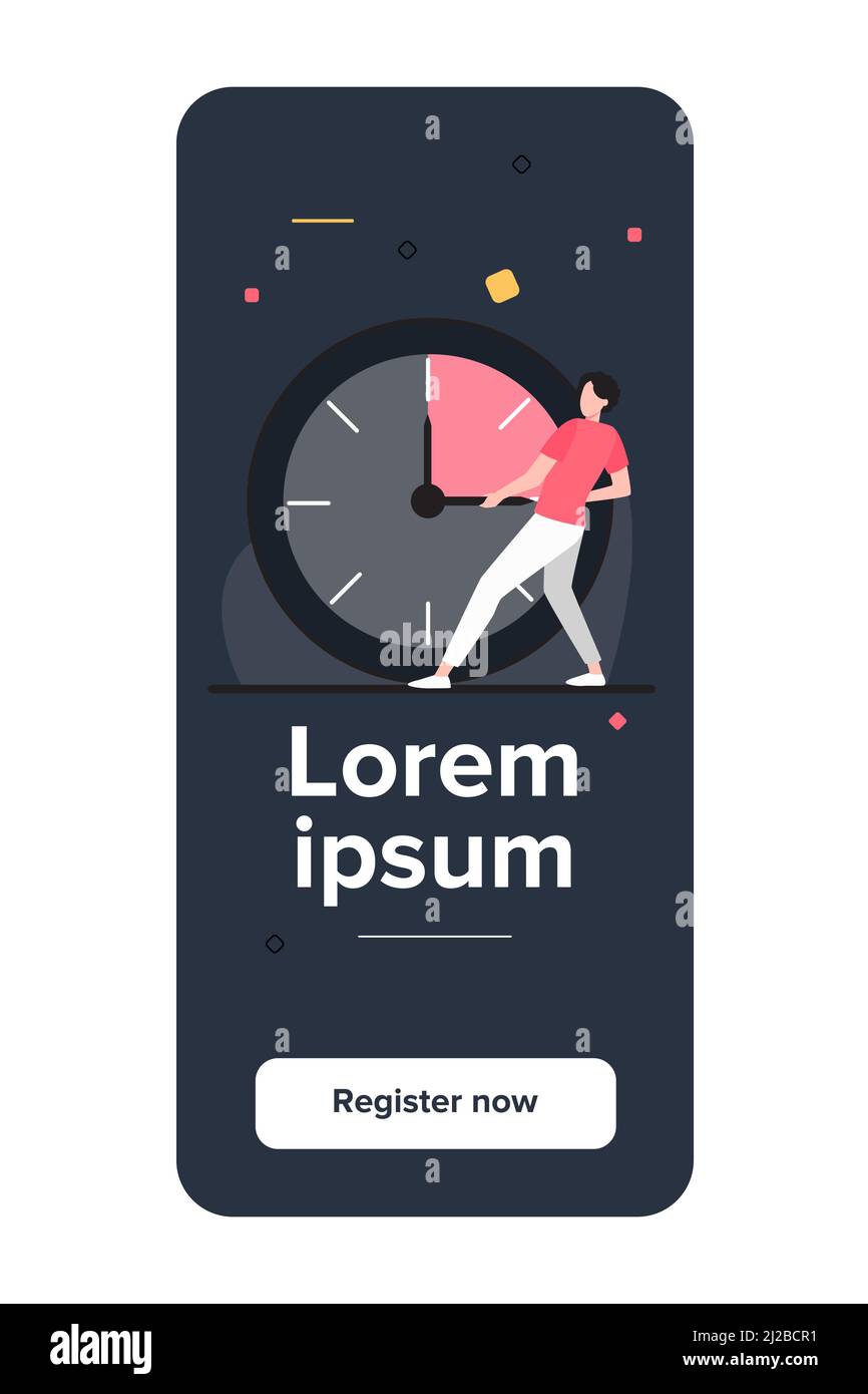 Guy moving clock hands. Man stopping time flat vector illustration ...