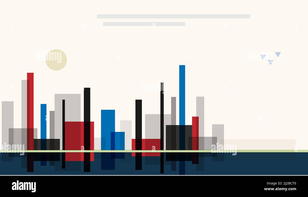 City skyline in abstract shape made with lines and strip. Vector ...