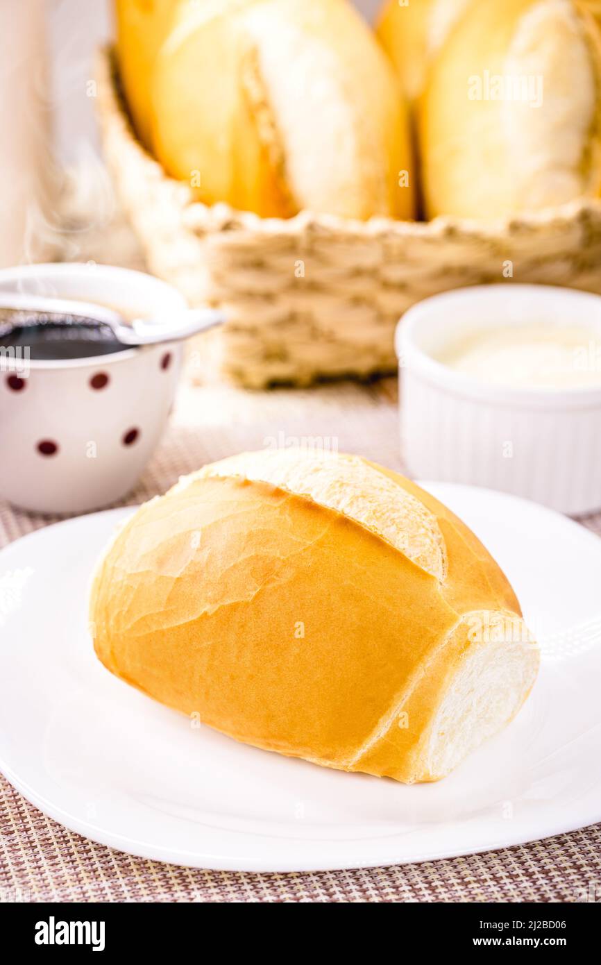 Brazilian salt bread served for breakfast, called french bread, crispy ...