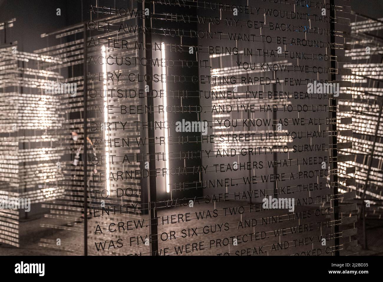 New York, NY - March 29, 2022: A visitor seen viewing work by Jonathan ...