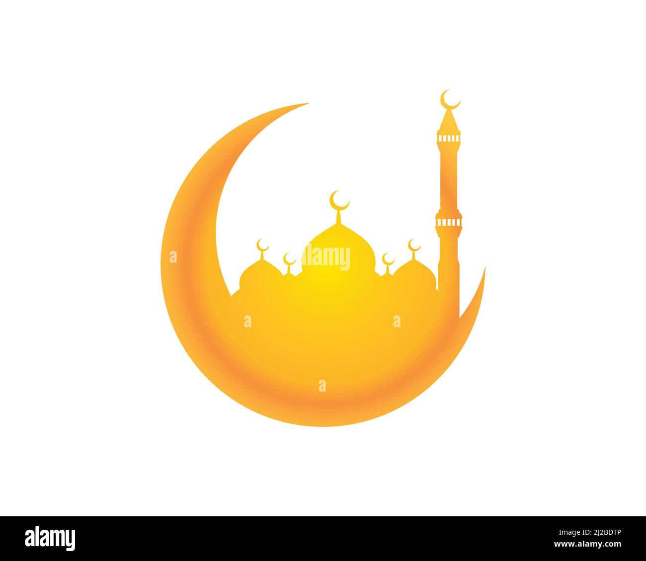 Mosque with Tall Tower Combined with Crescent Symbol Stock Vector Image ...
