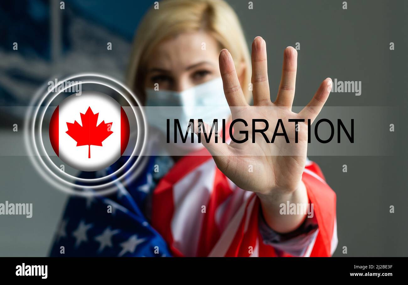 flag of canada and inscription immigration Stock Photo - Alamy