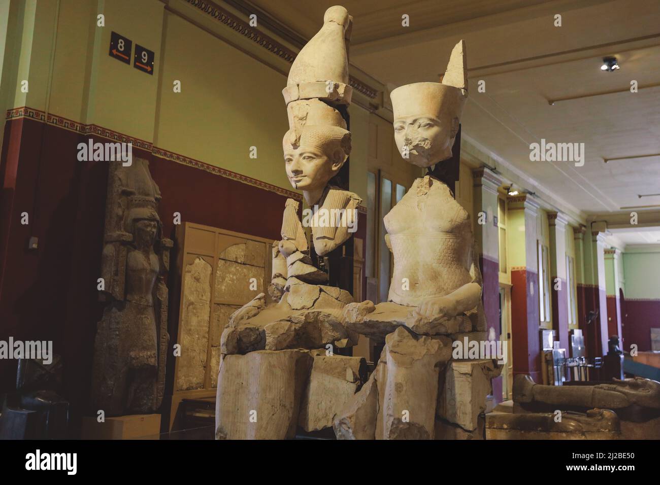 Damaged Ancient Egyptian statues in the Cairo Egyptian Museum, the ...