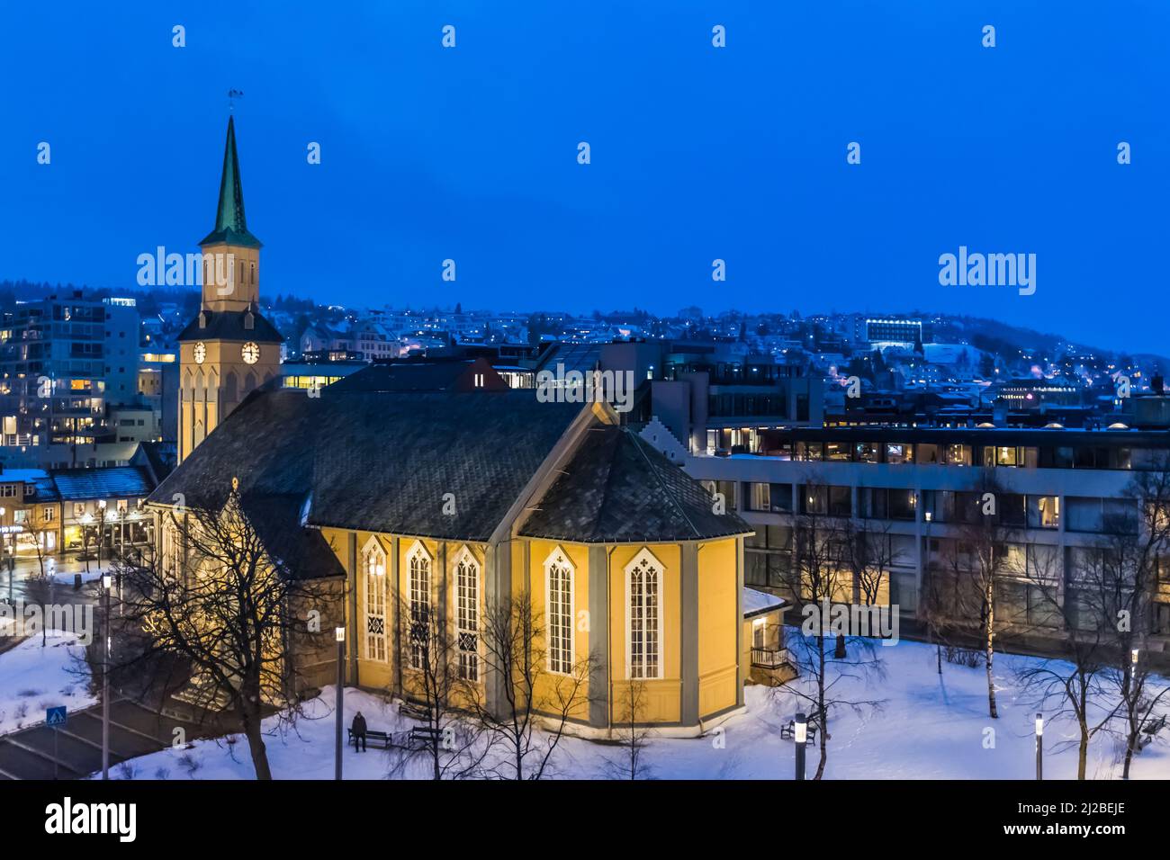 Tromso, Norway, March 7th 2022: Cathedral in gothic revival style ...
