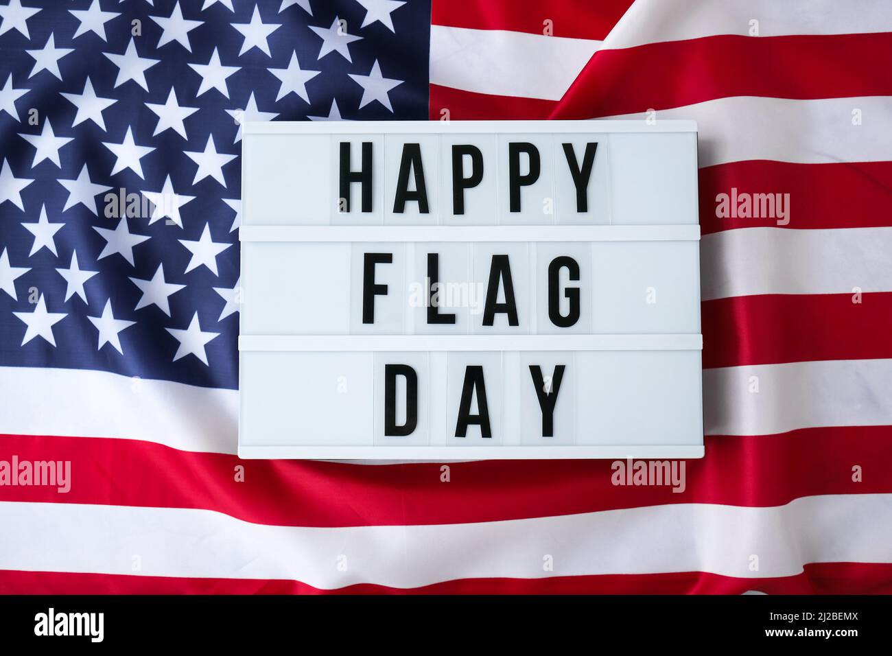 American flag. Lightbox with text HAPPY FLAG DAY Flag of the united ...
