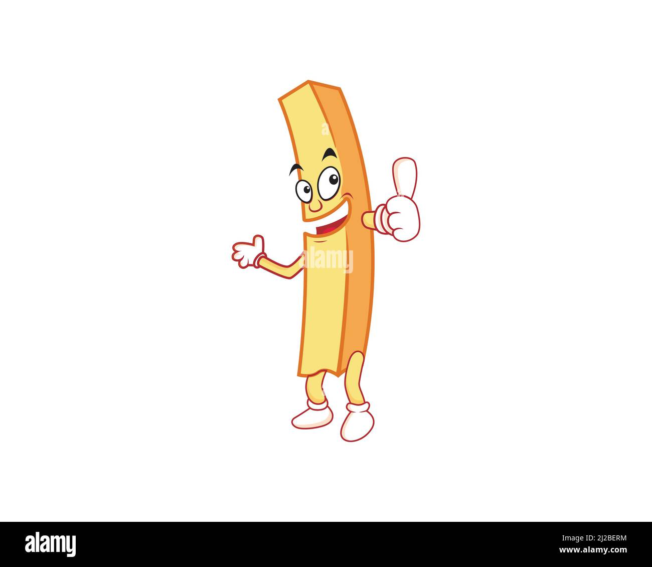 Friendly French Fries Character with Recommending Gesture Stock Vector ...