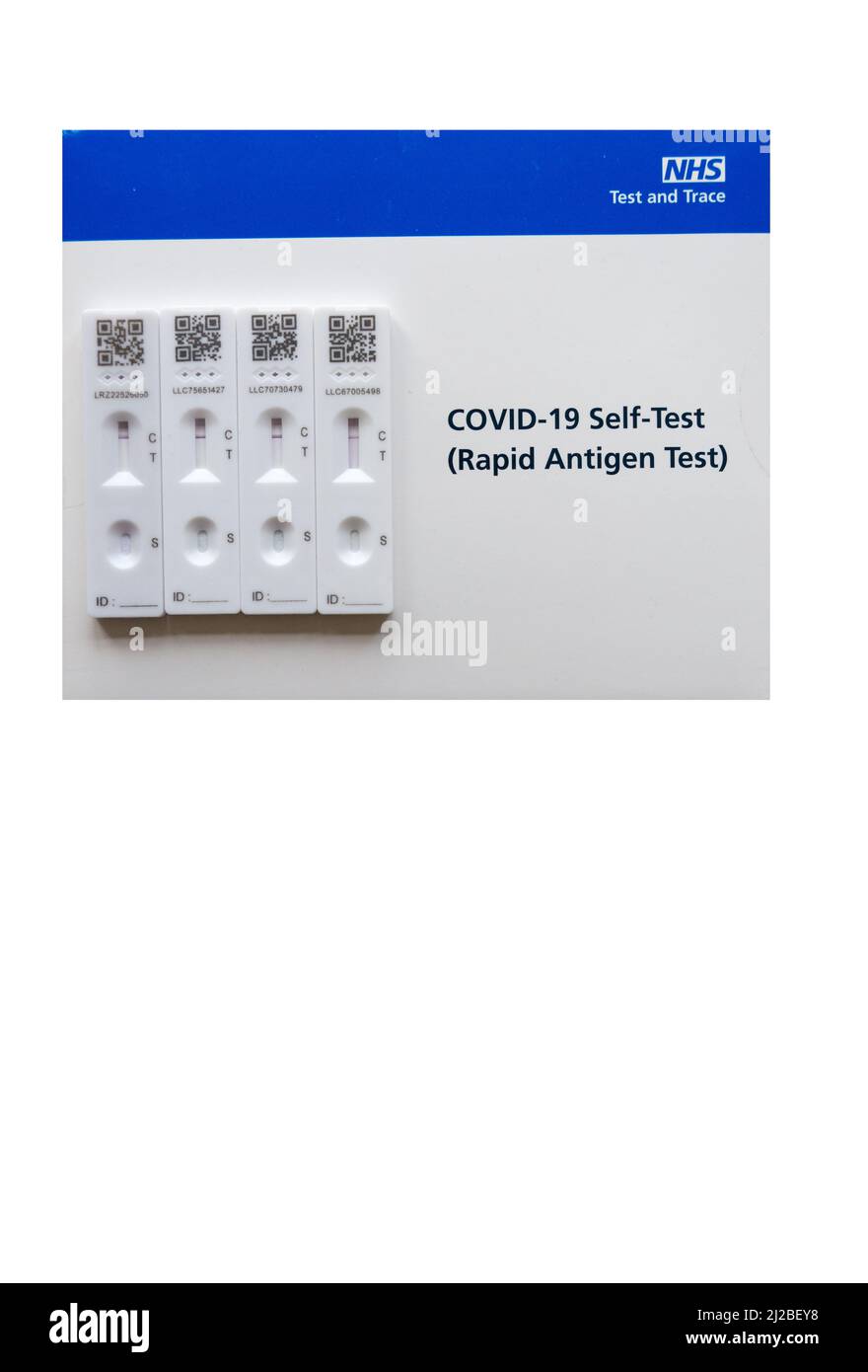 NHS Test and Trace Covid Lateral Flow Self Test Kit Stock Photo - Alamy