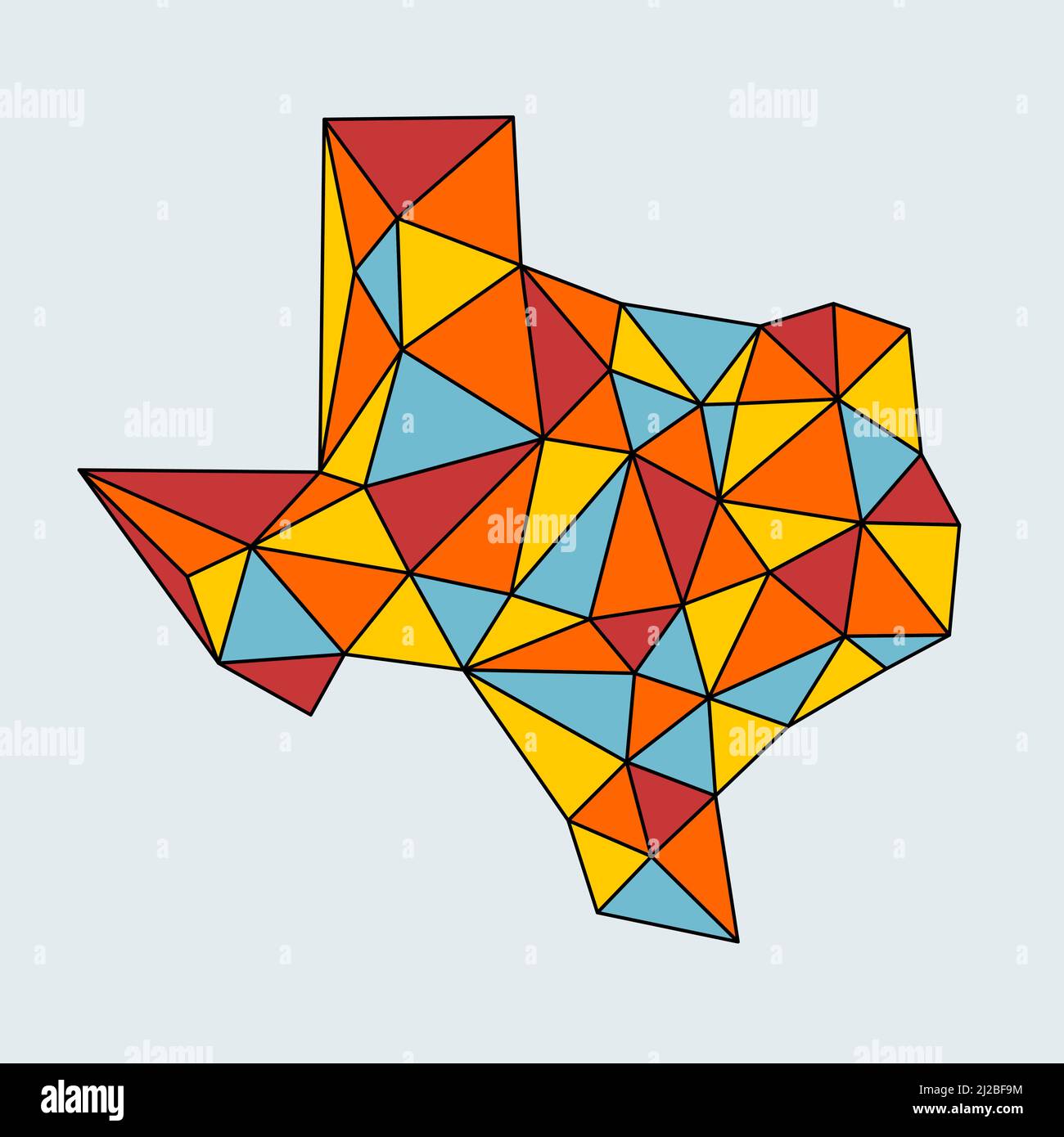 Texas polygonal map. Abstract geometric colorful triangles vector map ...