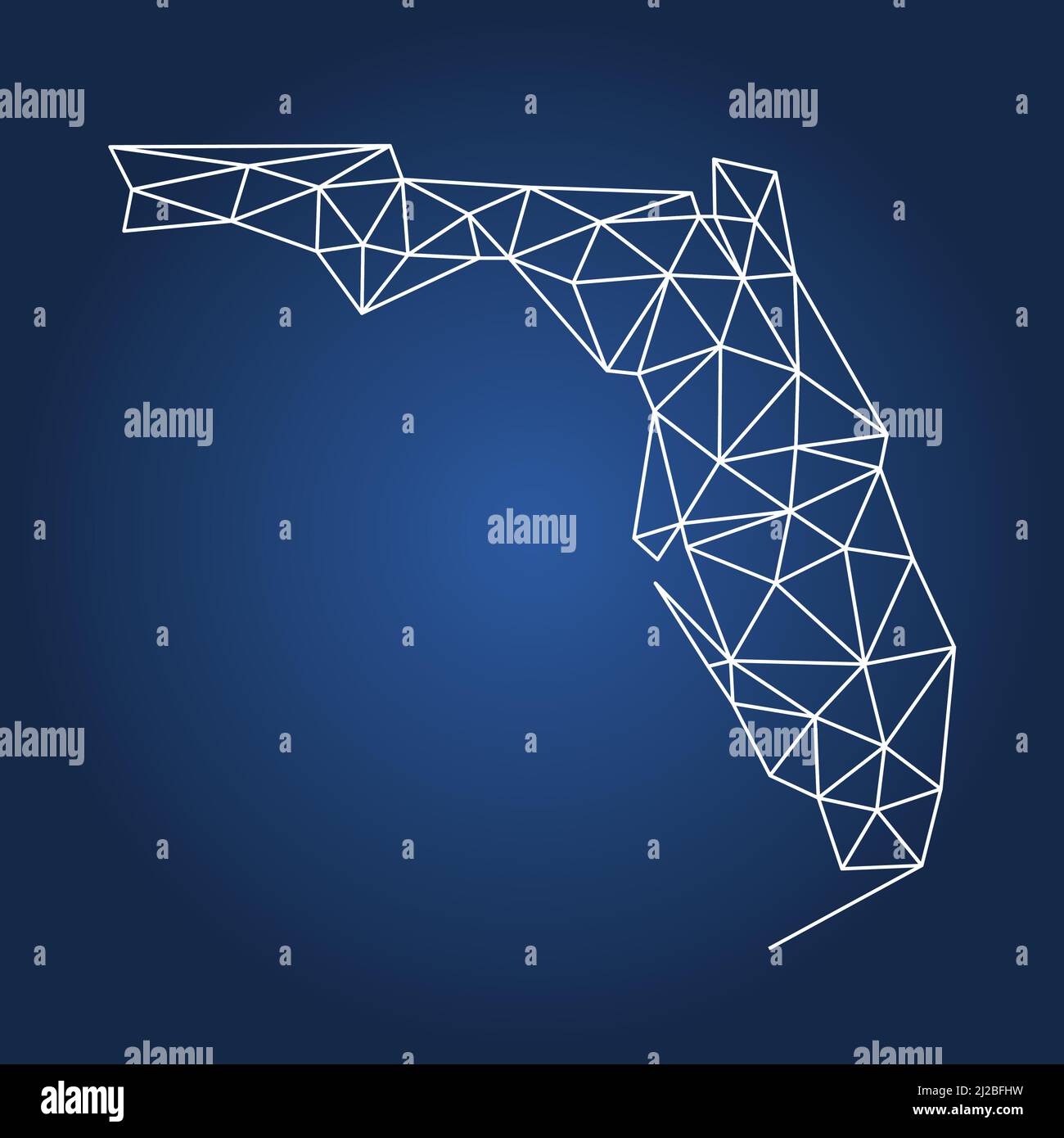 Florida polygonal map. Abstract geometric triangles vector map. Low ...