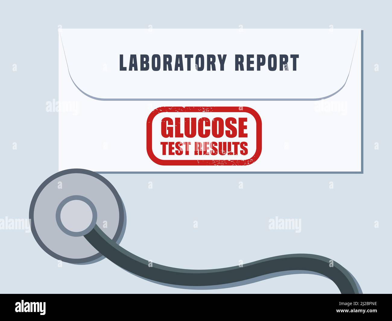 Glucose blood test results envelope. Medical laboratory report - vector ...