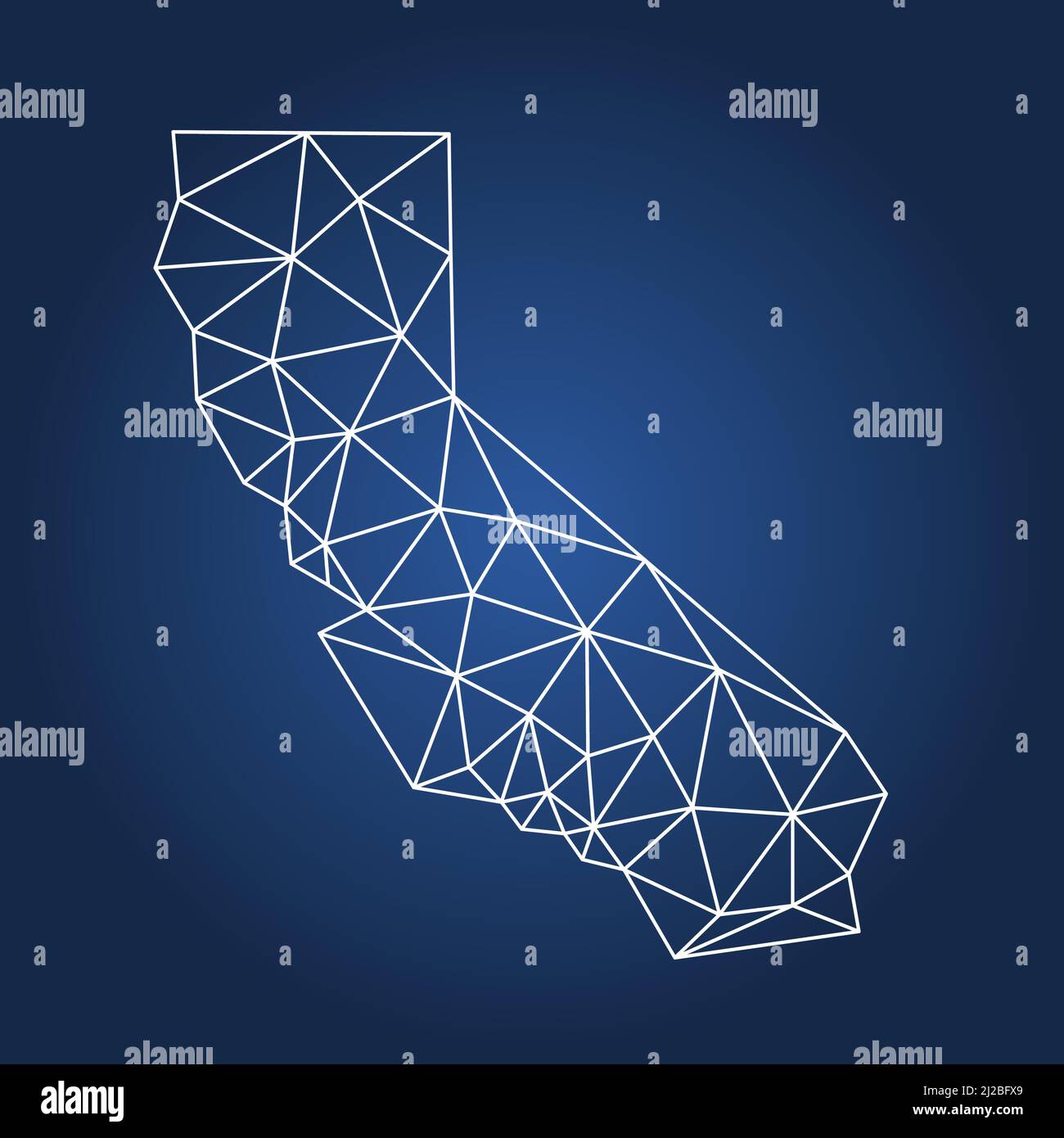California polygonal map. Abstract geometric triangle vector map. Low ...