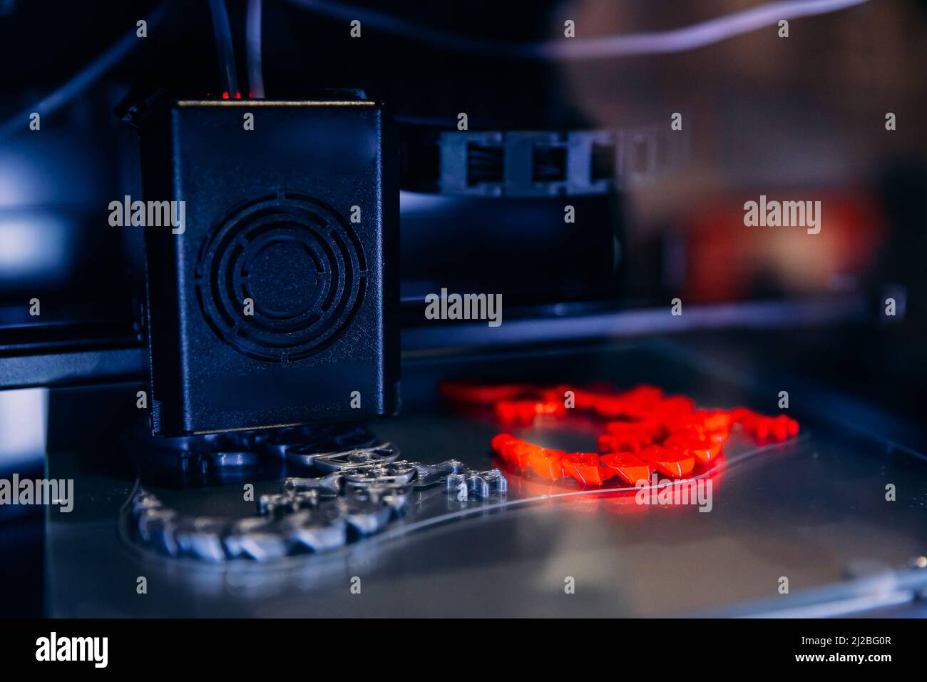 Closeup 3D Printer mechanism working element design of device during ...