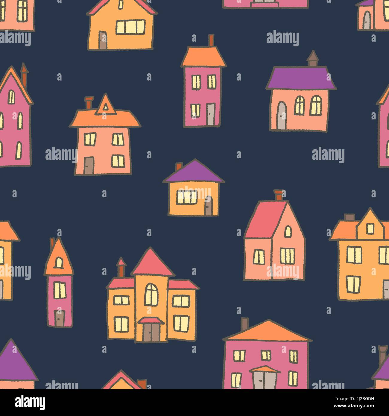 Town background. Seamless cute town vector pattern. European town Stock ...