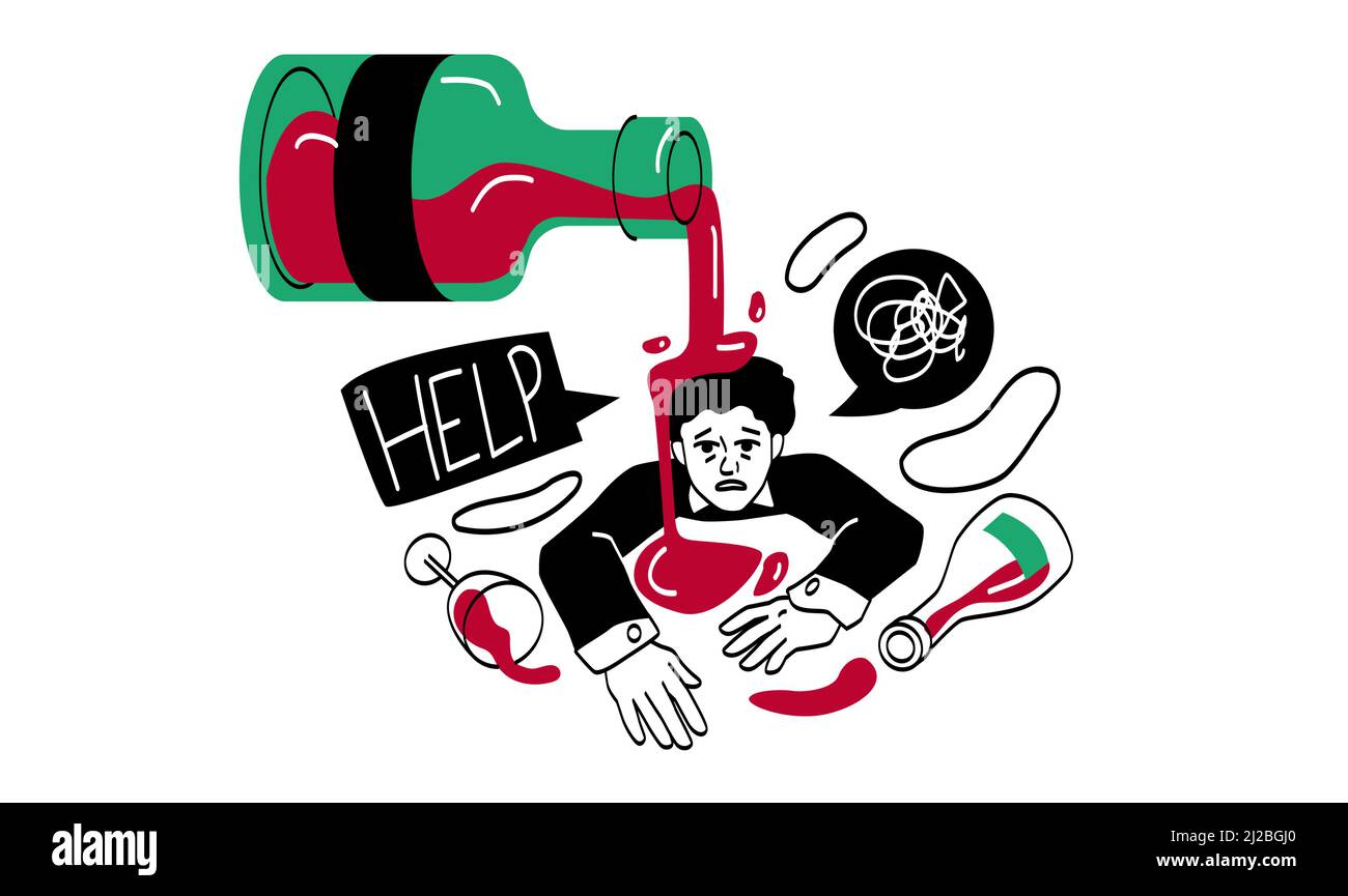 Alcohol abuse and addiction concept Stock Vector Image & Art - Alamy