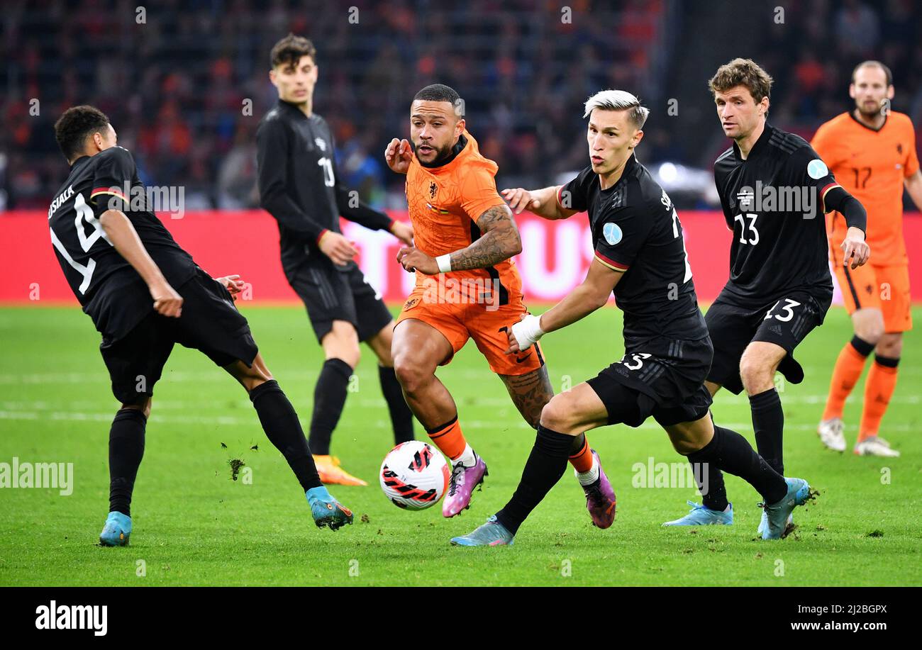 Friendly match, Amsterdam Arena: Netherlands vs Germany; Memphis Depay ...
