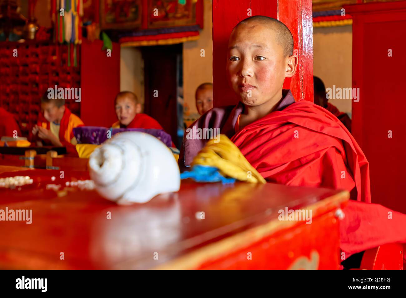 Mongolia. Young monks in Amarbayasgalant Monastery Stock Photo - Alamy