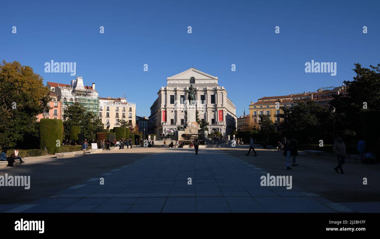View of the Plaza de Isabel II aka Plaza de Ópera with the Teatro Real ...