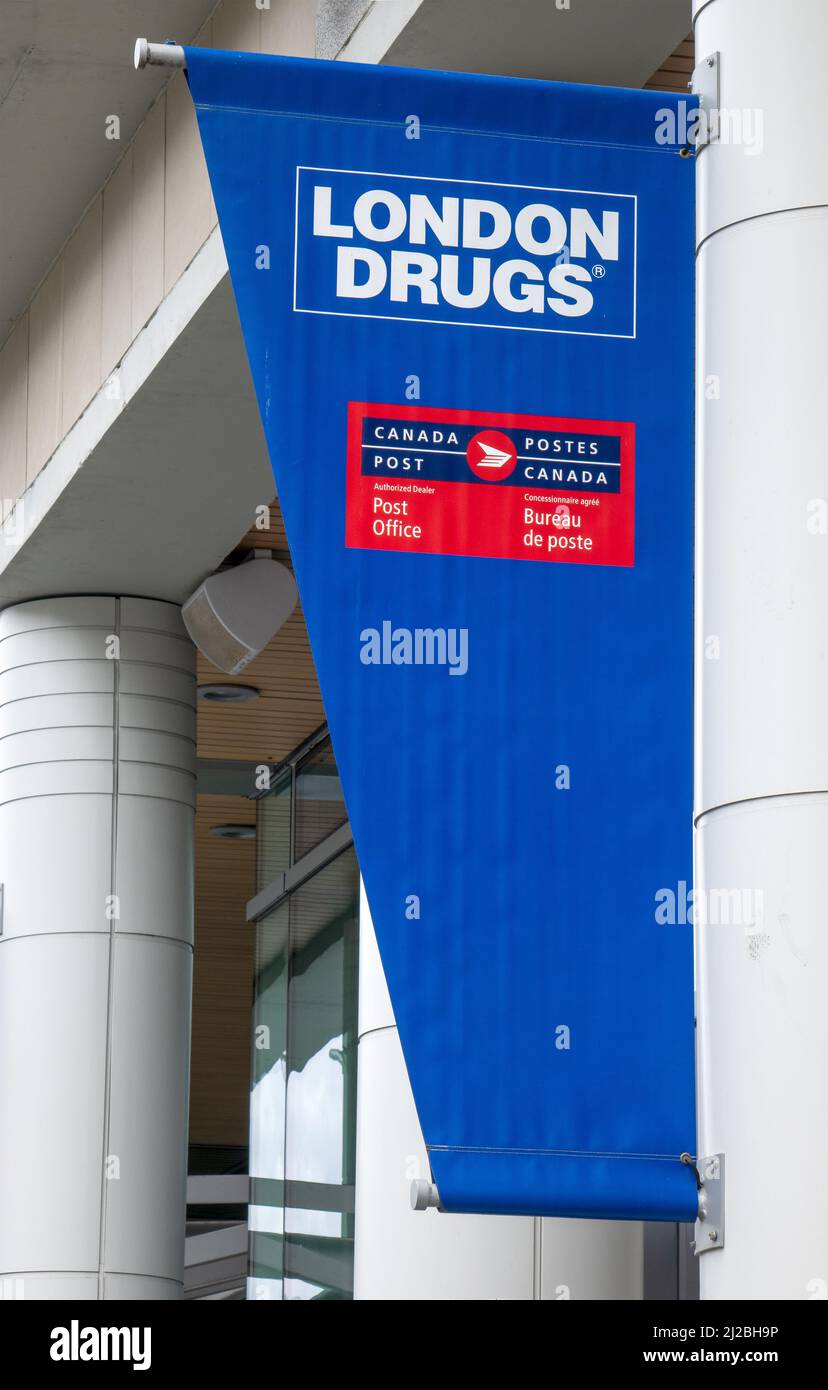 London drugs banner sign hi-res stock photography and images - Alamy
