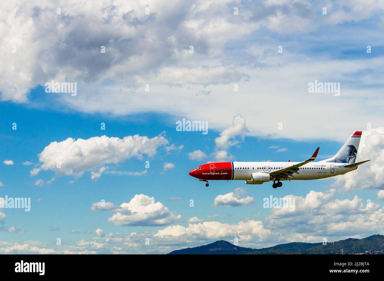 Barcelona, Spain; May 18, 2019: Plane Boeing 787 of the Norwegian ...