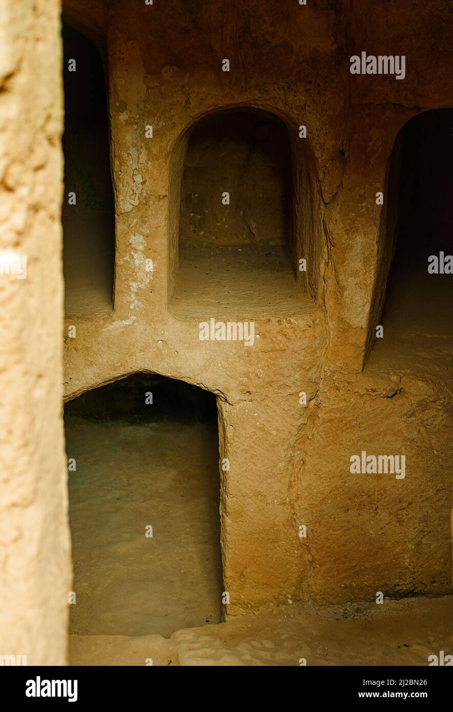 Underground tombs in Necropolis. Tombs of the Kings in Paphos city in ...