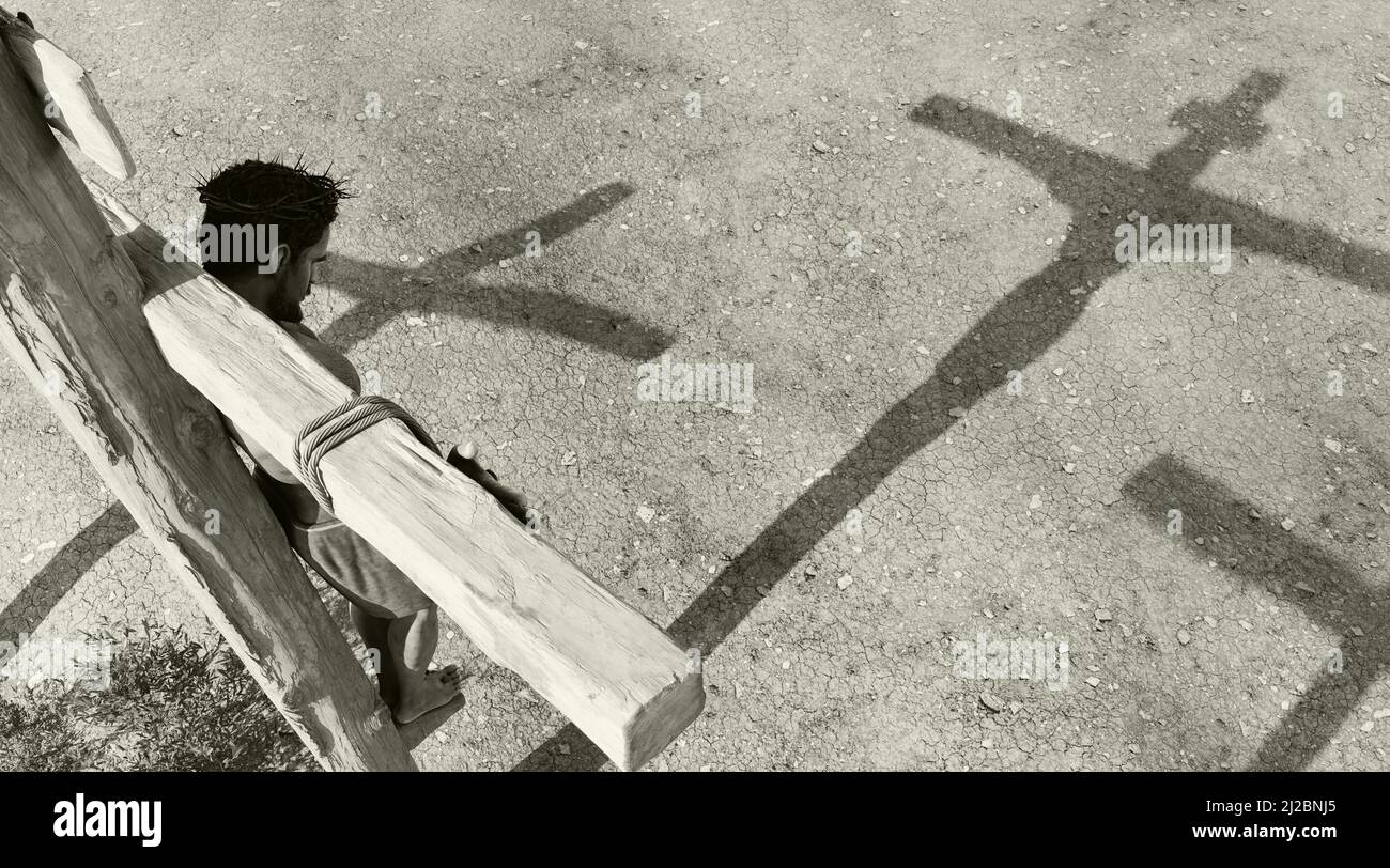 Crucifixion and Resurrection. Jesus on the cross. Easter or ...