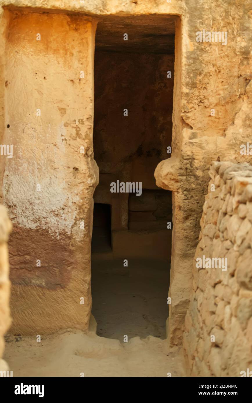 Underground tombs in Necropolis. Tombs of the Kings in Paphos city in ...