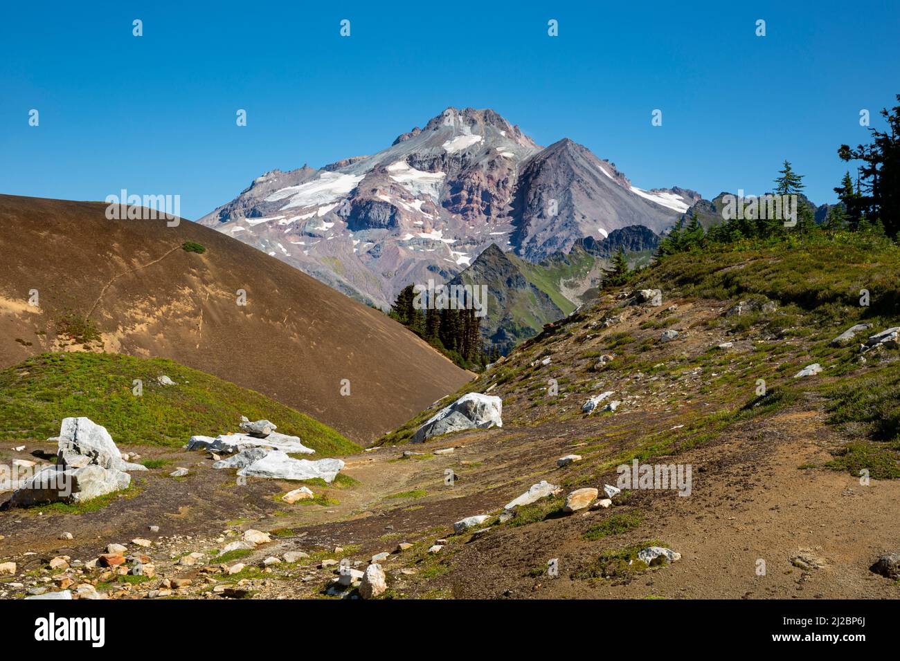 WA21235-00...WASHINGTON - Glacier Peak and the White Chuck Cinder Cone located along the Pacific ...
