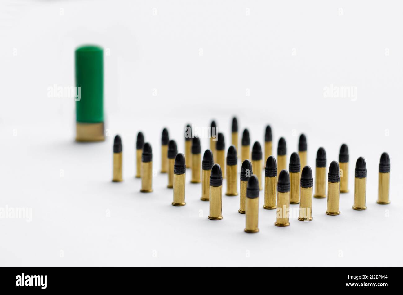 set of military bullets on white background Stock Photo - Alamy