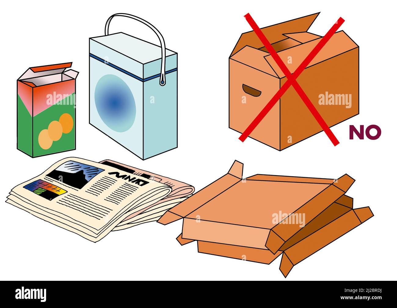 Recycling cardboard and paper. Illustration Stock Photo - Alamy