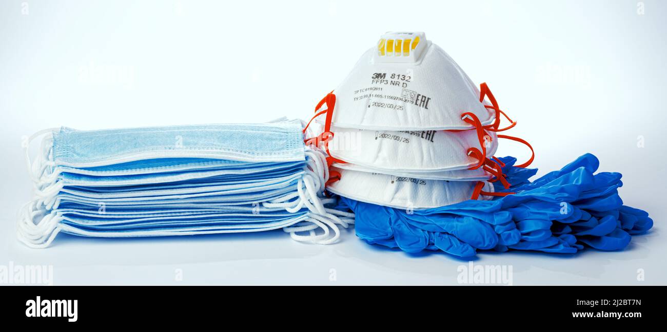 KRASNODAR, RUSSIA - JUNE 03, 2020 : 3M 8132 FFP3 respirator mask with ...