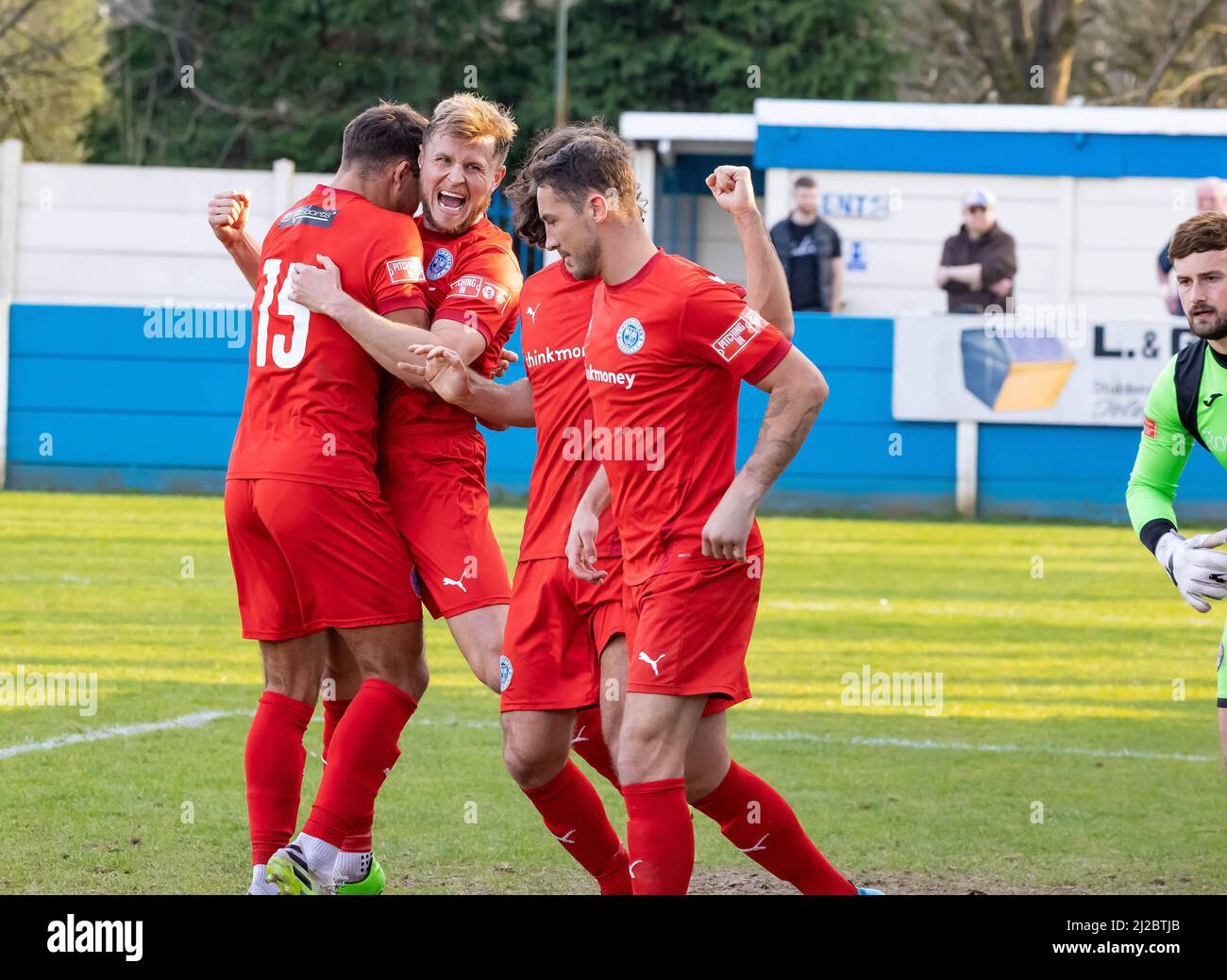 Rylands players celebrate with David Webb after scoring the winning ...