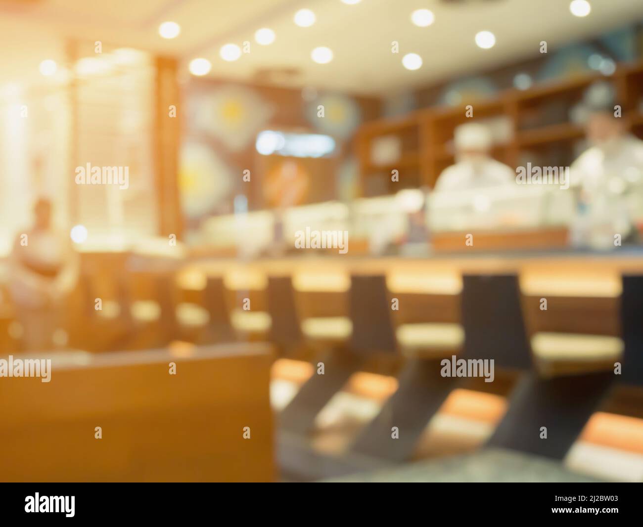 cafe restaurant japanese style and sushi bar interior with chef and ...
