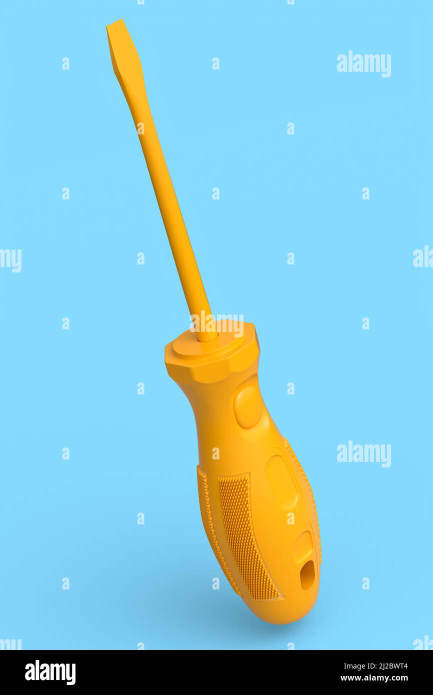 Screwdriver isolated on blue monochrome background. 3d render and ...